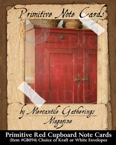 Primitive Red Cupboard Note Cards - Country Rustic Magazine
