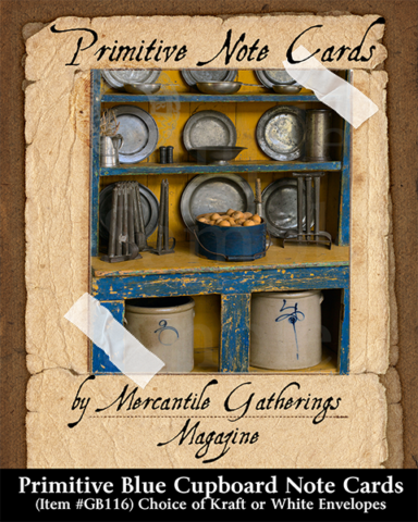 Primitive Blue Cupboard Note Cards